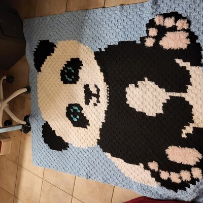 Crochet Panda C2C Graph Blanket Pattern, Panda Crochet Blanket, Crochet ...