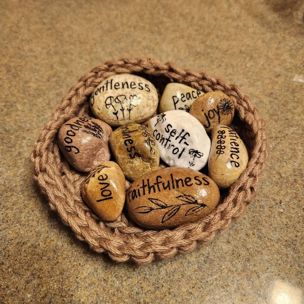 Fruit of the Spirit Art Inspirational Painted Rocks Home Decor ...