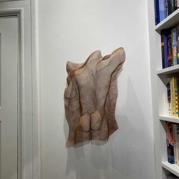 3D Wire Woman Body Iron Mesh Sculpture, Gold Woman Torso Sculpture ...