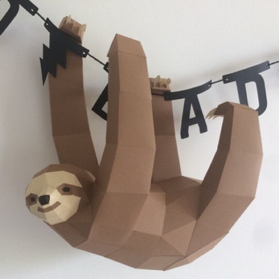 Sloth Papercraft, Paper Sloth, DIY, Paper Animal, Home Decor, Handmade ...