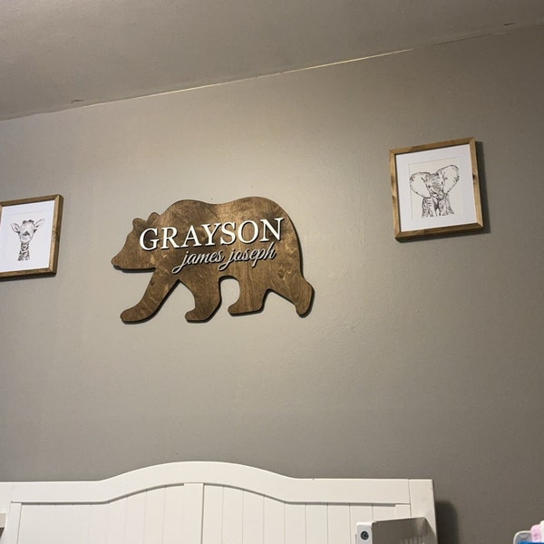Bear Shaped Name Sign | Woodland Nursery Decor | Bear Name Sign ...
