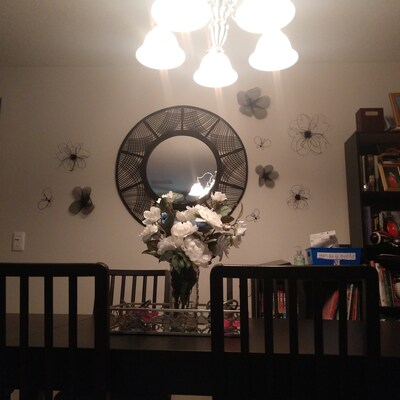 Home Decor, Wire Art, Flower Wall Decor, 3 Wire Flowers and 3 Mesh ...