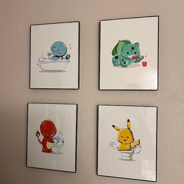 Set of 6 Video Game Brothers Characters Kids Bathroom Instant Digital ...