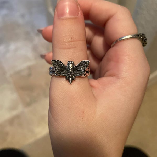 Skeleton Moth Ring: Handmade Sterling Silver Gothic Biker Jewelry - Etsy