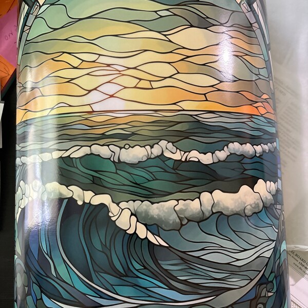 Ocean Waves at Sunrise Stained Glass Window Cling - Etsy