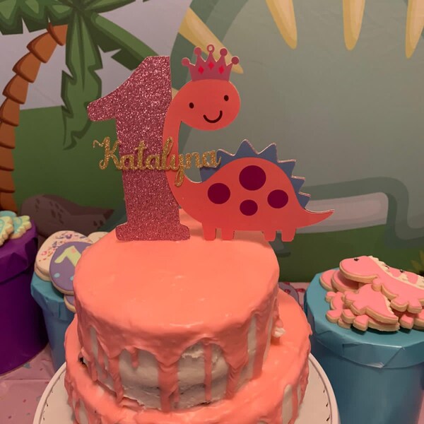 Personalised Princess Dinosaur Cake Topper ANY AGE NAME | Personalised ...