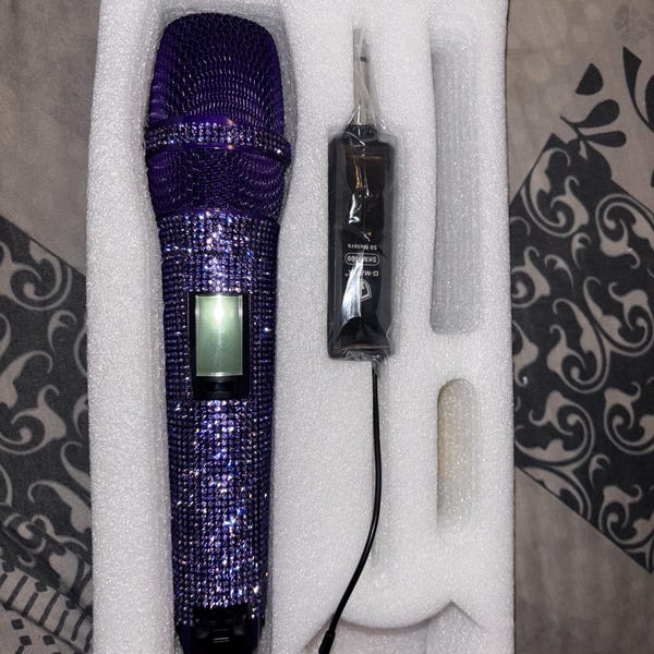 Iridescent Rhinestone Prop Microphones - Concert AB Holo Sparkle Fake ...