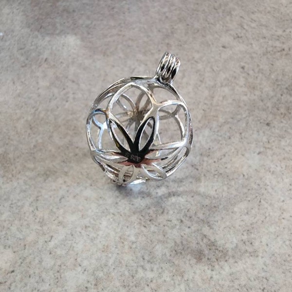 925 Sterling Silver Flower Pearl Cage Openable Hollow Cage Lockets ...