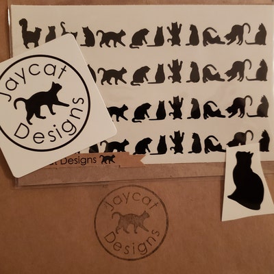 Cat Decals, Cat Laptop Decals, Tiny Black Cat Stickers, Small Cat ...