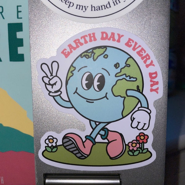 Earth Day Sticker, Cute Sticker, Retro Waterproof Sticker, Save Earth ...
