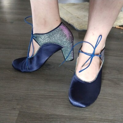 Navy Blue Satin Latin Tango Shoes.salsa Shoes.bachata Shoes.tanzt ...