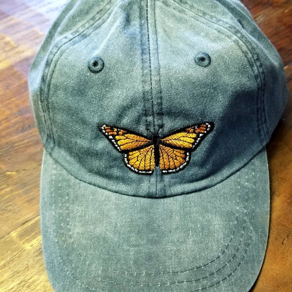 Monarch Butterfly Embroidered Hat, Baseball Cap, Sun Cap, Garden Cap ...