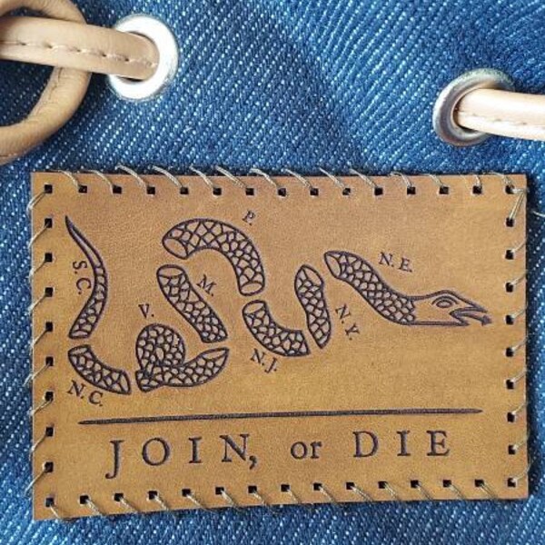Leather Patch | Join or Die Patch | Morale Patch | Military | Airsoft | Hook Backing | Laser ...