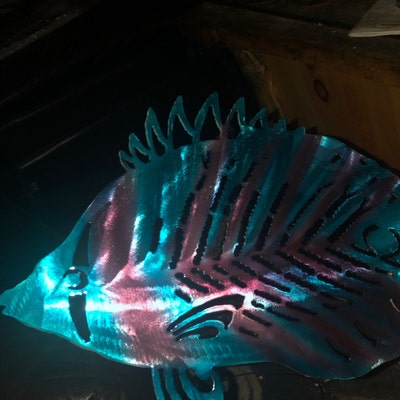 Metal Fish Art, Aluminum Angelfish, Tropical Fish Decor, Metal Nautical ...