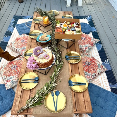 Wooden Table,44 ınc-22 Inc Car Picnic Table, Folding Table, Boho Picnic ...