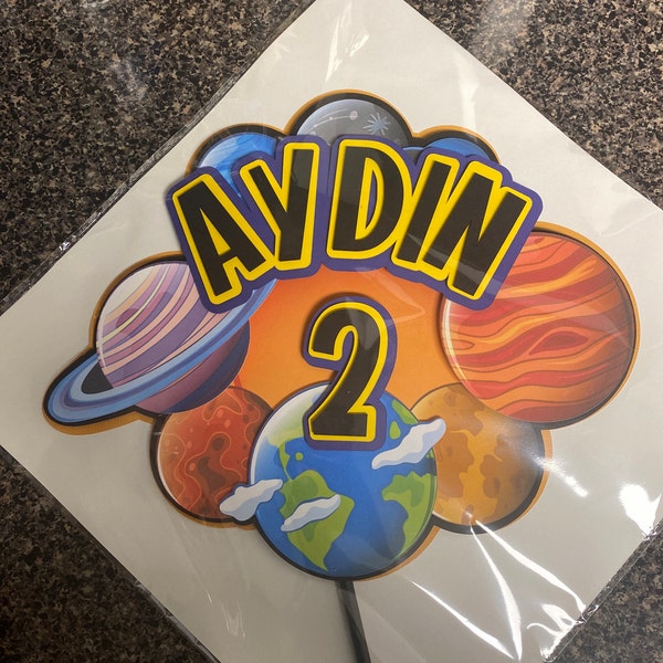 Custom Solar System Cake Topper - Space Cake Topper, Planets Birthday ...