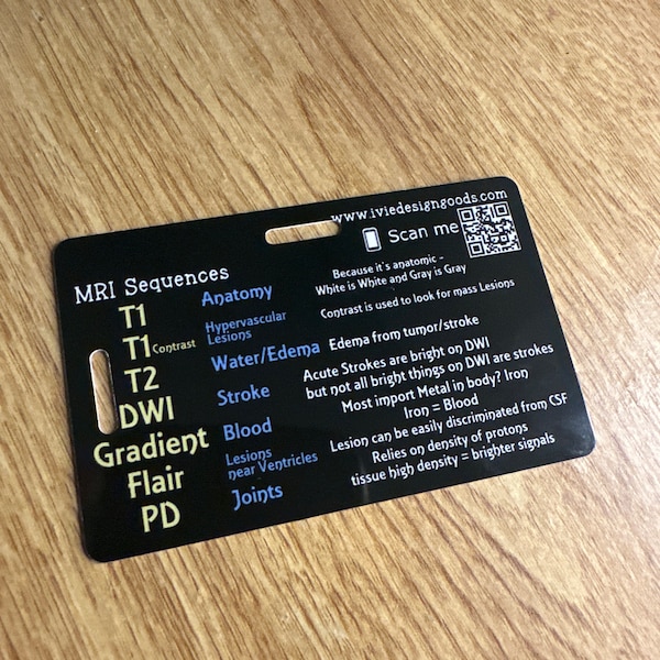 MRI Quick Reference Card / Cheat Sheet Card - Beginner, Student, Tech ... MRI Quick Reference Card / Cheat Sheet Card - Beginner, Student, Tech ...