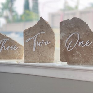 3D Marble Stone Table Numbers Wedding Unique Signage Custom Layered ...
