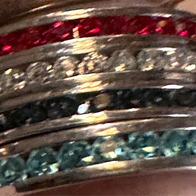 Sterling Silver Ruby Swarovski July Birthstone Stackable Wave Ring ...