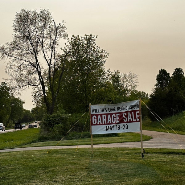 Neighborhood Garage Sale Banner & 4 Yard Signs Personalized Dates and ...