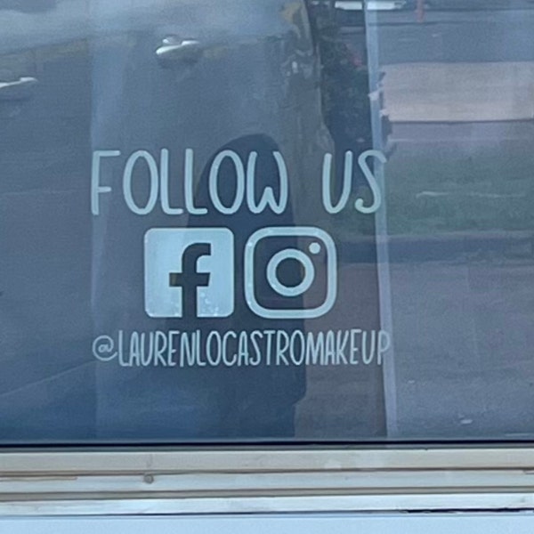 Follow Us on Social Media Window Vinyl Sign, Social Media Decal ...