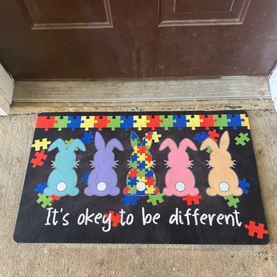 Easter Bunny Autism Doormat, It's Okay to Be Different, Easter Bunny ...