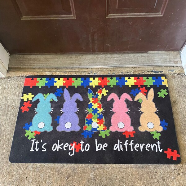 Easter Bunny Autism Doormat, It's Okay to Be Different, Easter Bunny ...