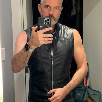 Mens Leather Bar Vest Genuine Cow Leather Steampunk Vest Handmade ...