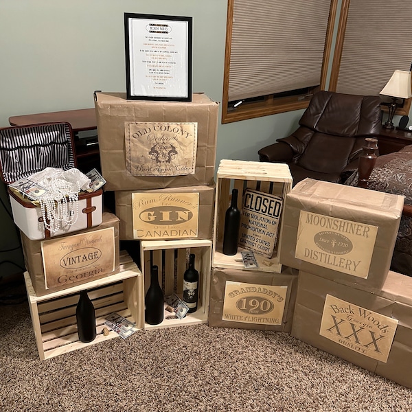 12 Prohibition Bootlegger Crate Labels JPG Set 8.5X11 Speakeasy Roaring ...