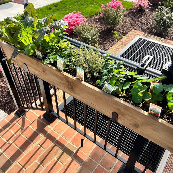 Cedar Railing Planter Box With Brackets, Balcony Planter Box, Hanging Planter Box, Deck Rail ...