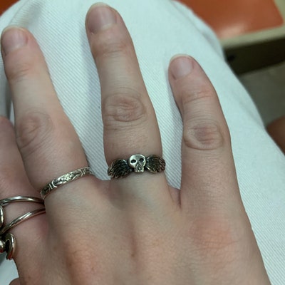 Mini Taphophile Ring in Sterling Silver or Gold Memento Mori - Etsy