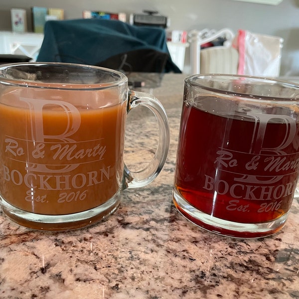 Custom Etched Glass Coffee Mug - Sandblasted, Personalized, Engraved ...