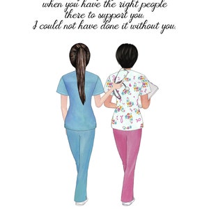 Personalized Best Friend Nurse Print Scrub Gift Digital - Etsy
