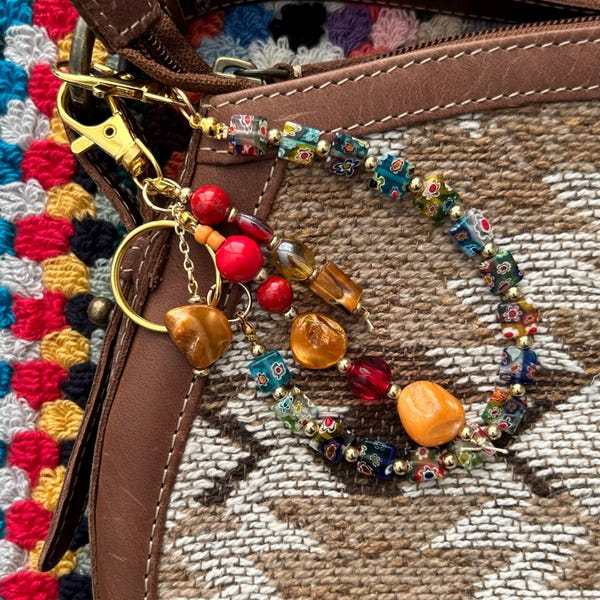 Bag Charm Keychains With Customizable Gold Letters and Vibrant Glass ...