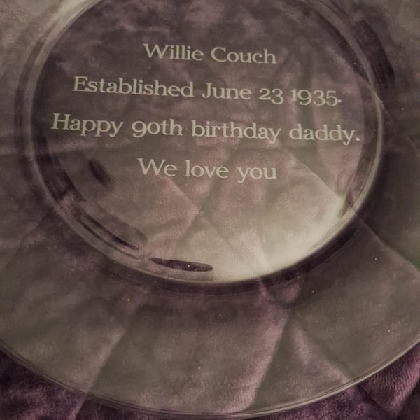 Custom Engraved Glass Plate | Etched Glass | Personalized Glass Plate ...