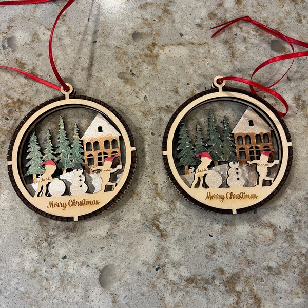 Christmas Ornament, 2 Layered 3D Christmas Scene Ornament, Xmas Tree ...