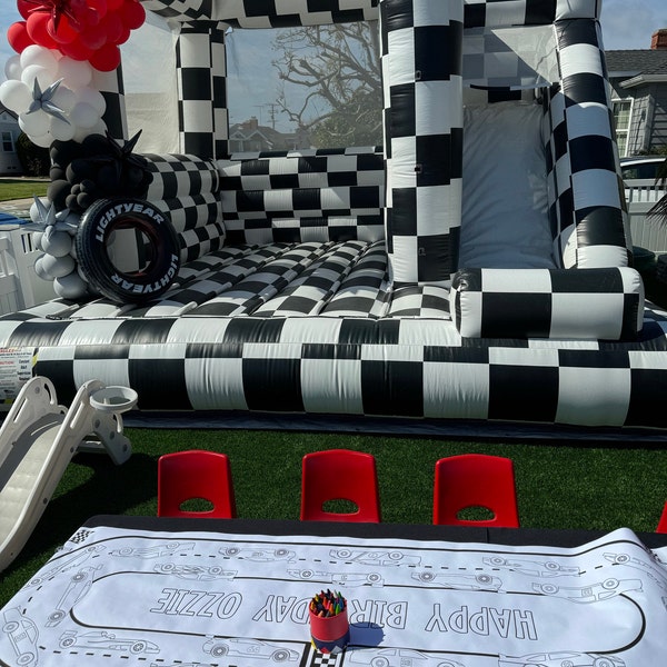 Race Car Coloring Table Runner, Race Cars Birthday Coloring Page, Cars ...