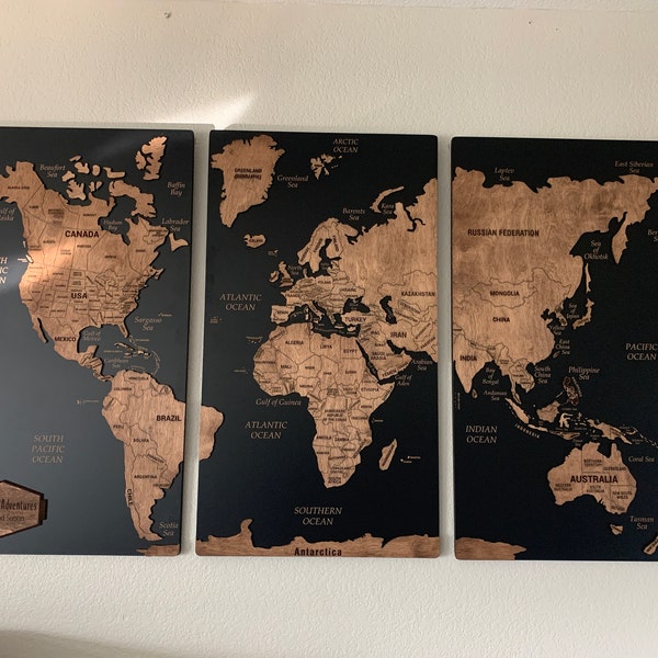 World Map Push Pin Wall Art With FREE Pins, Cork World Map Board ...