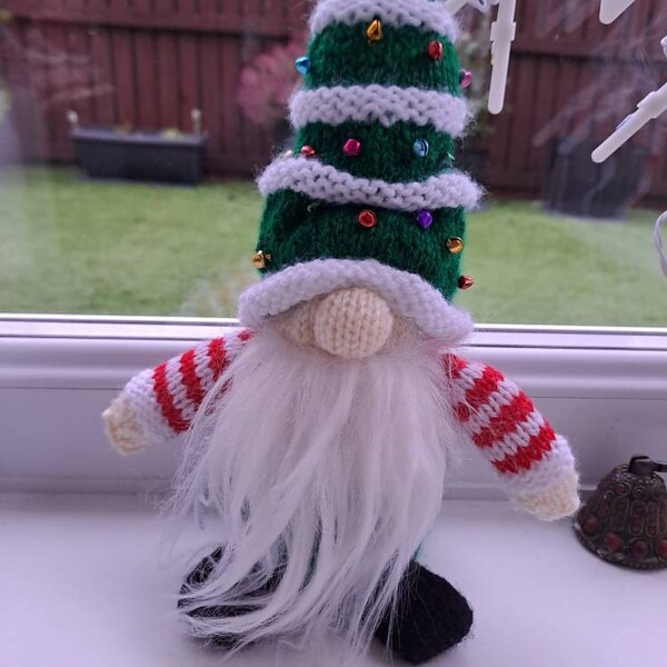 PDF Knitting Pattern Santa Tree Hat Gonk Christmas Gnome Toy Ornament ...