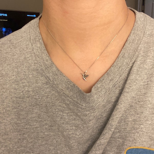 Hummingbird Necklace Sterling Silver Bird Necklace, Hummingbird Jewelry ...