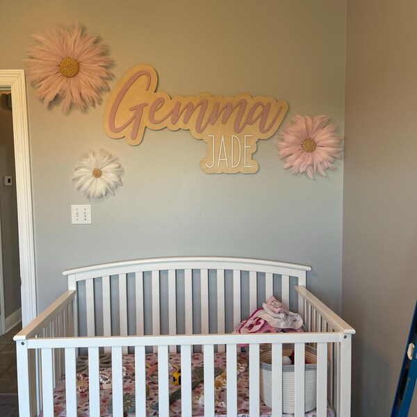 Large Wood Name Sign, Nursery Name Sign, Boho Nursery Sign , Above Crib ...