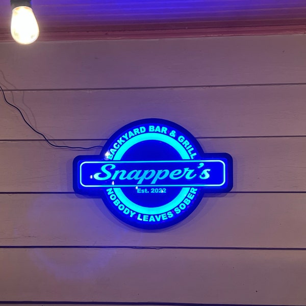 Custom Open Bar Led Wall Sign Neon Like - Color Changing Remote Control ...