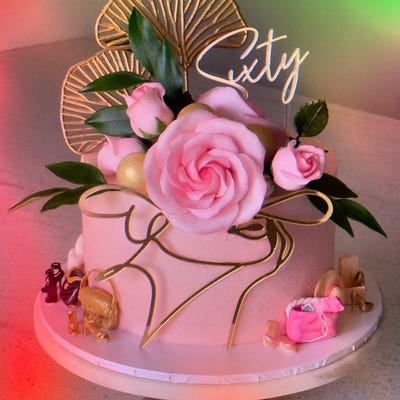 Floating Top and Side Cake Topper Happy Birthday Rose Gold Vertical and ...