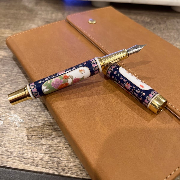 Ceramic Floral Asian Fountain Pen | Chinese Calligraphy M Nib Peonies ...