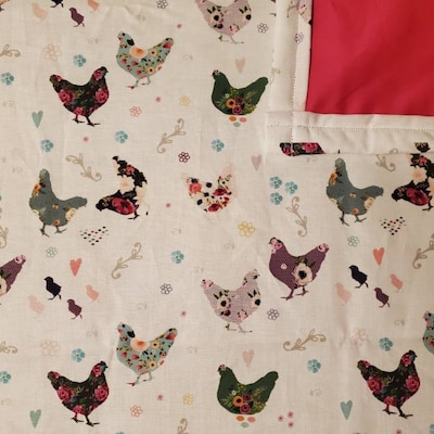Hen Fabric Patchwork Hens by Shopcabin Floral Hens Chickens Hearts ...