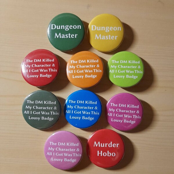 Mystery Badge Bundle Dungeons & Dragons Themed 38mm Button Badges, Dnd ...