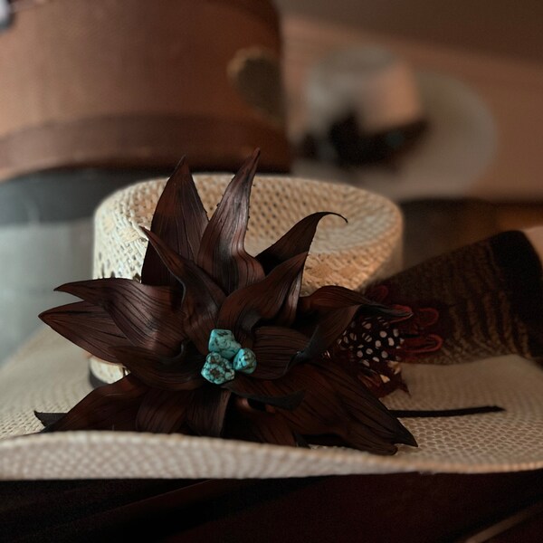 Leather Feather Hat Band, American Flag Feather Band, Hand Painted ...