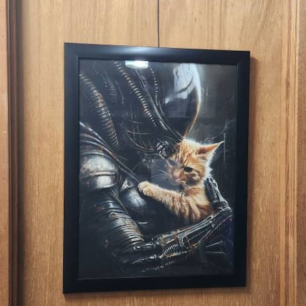 Xenomorph Alien X Jonesy Cat Art Print - Cute Horror Poster, Perfect ...