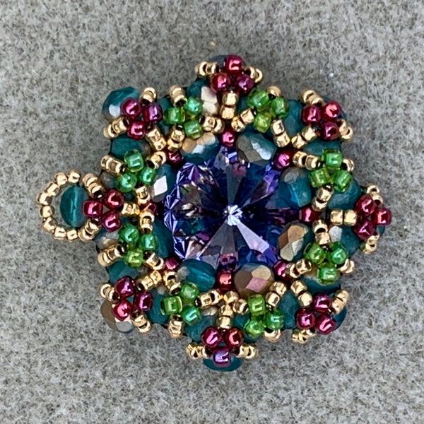 Tutorial Annie Pendant - Beading Pattern, Raw Pendant With Swarovski Rivoli, Triangle Weave - Etsy