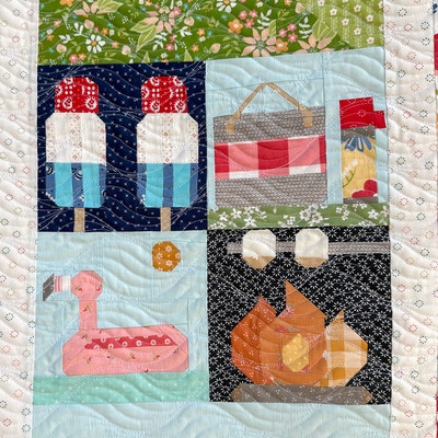 Set of 4 Camping Quilt Block Patterns Mountains, Camper, Campfire ...